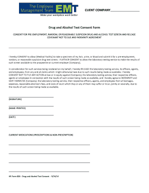Fillable Online Drug and Alcohol Test Consent Form - Managed HR and Fax ...