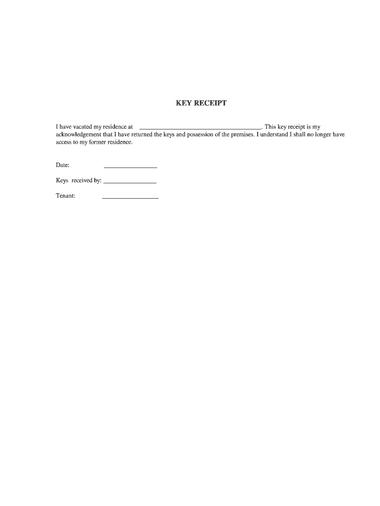Fillable Online KEY RECEIPT - bmadizhubbcomb Fax Email Print - pdfFiller