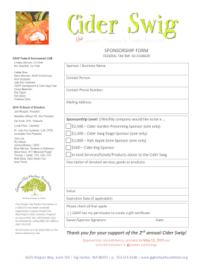 Fillable Online gigharborfoundation SPONSORSHIP FORM - Greater Gig ...