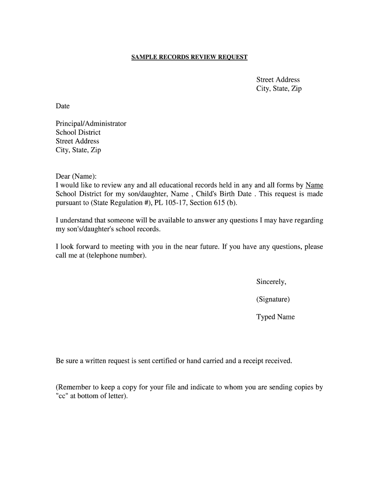 Fillable Online stewartcountyschools Request for Student Records Sample ...