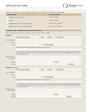 Fillable Online Application Form - SIV Compliant Funds - Prime Value ...
