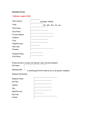 Fillable Online subi Donation Form * indicates required field *Gift ...