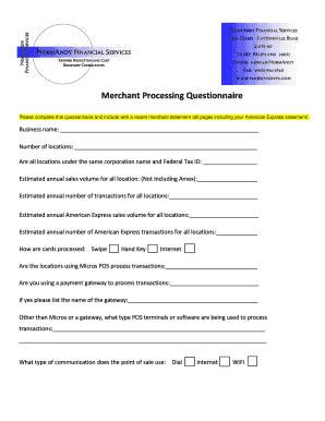 Fillable Online Merchant Processing - NormAndy Financial Services Fax ...