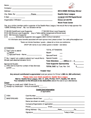 Fillable Online navyleagueseattle 2015 USMC Dinner Donation form ...