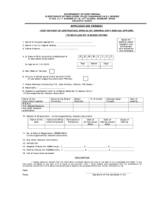 Fillable Online esiwb gov Appli cati on format - ESI Fax Email Print ...