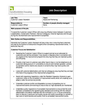 Fillable Online Customer Liaison Assistant Fax Email Print - pdfFiller