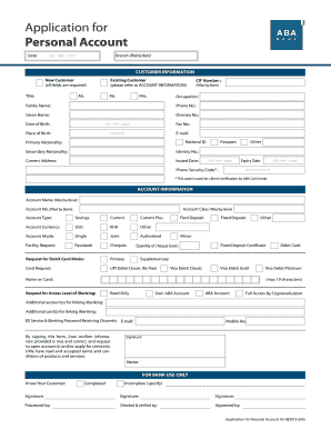 Fillable Online Application form - ABA Bank Fax Email Print - pdfFiller