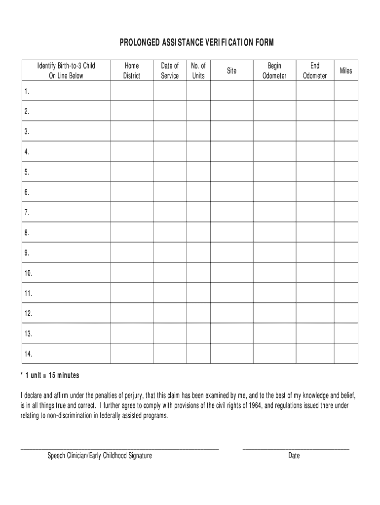 Fillable Online BIRTH-TO-3 PROLONGED ASSISTANCE VERIFICATION FORM Fax ...