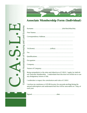 Fillable Online casle Associate Membership Form Individual - bCASLEb ...
