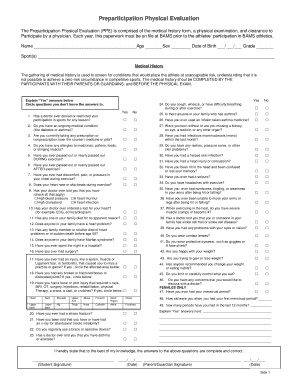 Fillable Online bams k12 vt The Preparticipation Physical Evaluation ...