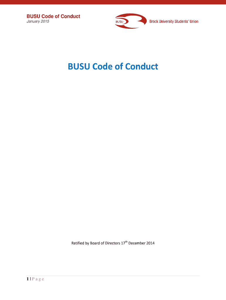 Fillable Online busu BUSU Code of Conduct - busu Fax Email Print ...