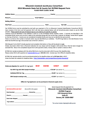 Fillable Online wiid Wisconsin Livestock Identification Consortium 2016 ...