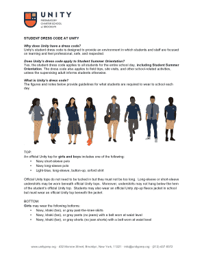 Fillable Online unityprep STUDENT DRESS CODE AT UNITY Why does Unity ...