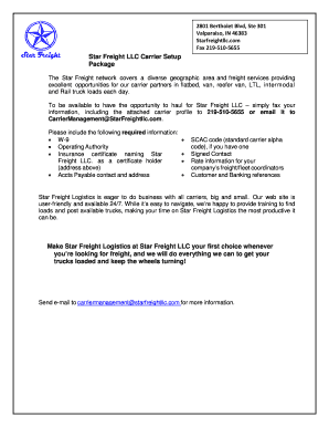Fillable Online Star Freight Carrier Setup Packet Fax Email Print ...