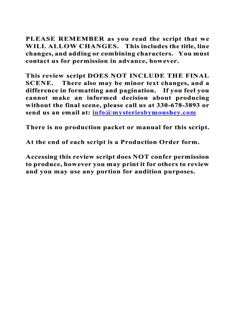 Fillable Online This Review Script Does Not Include The Final Fax Email Print Pdffiller