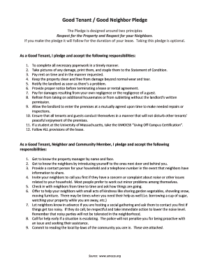 Fillable Online Good Tenant / Good Neighbor Pledge As a Good Tenant, I ...