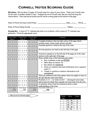Fillable Online Cornell Notes Scoring Guide - Nuview Bridge Early ...