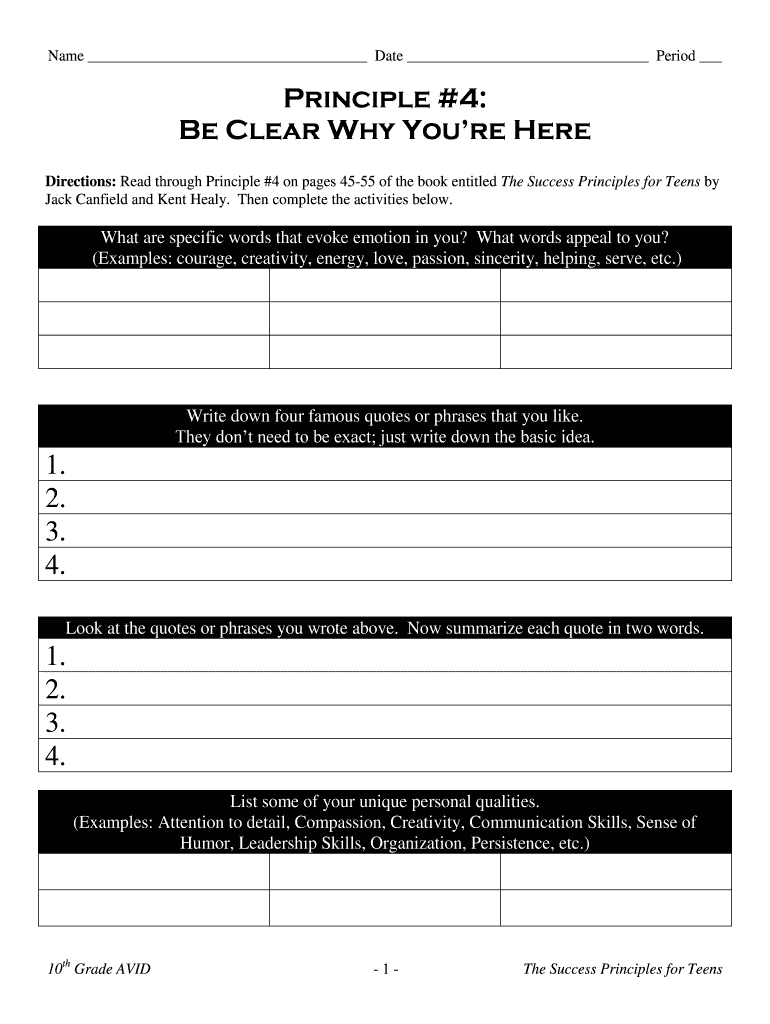 Fillable Online Principle 4 Be Clear Why Youre Here Fax Email Print ...