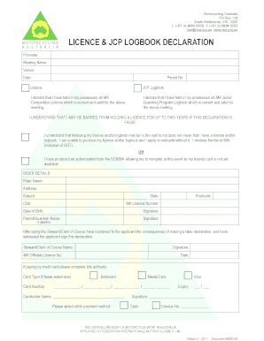 Fillable Online motorcyclingwa org Licence Declaration - Motorcycling ...