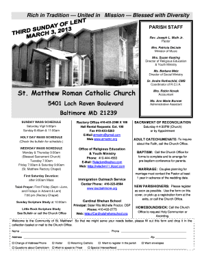 Fillable Online stmattrc St Matthew Roman Catholic Church Mrs Robin ...