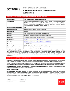 Fillable Online CSR Plaster-Based Cements and Adhesives.docx Fax Email ...