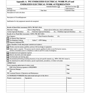Fillable Online pdx Appendix A PSU ENERGIZED ELECTRICAL bWORKb PLAN and ...