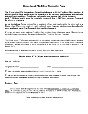 Fillable Online rhodeislandpta Rhode Island PTA Officer Nomination Form ...