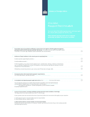 Fillable Online Checklist Passport first time adult - The Embassy of ...