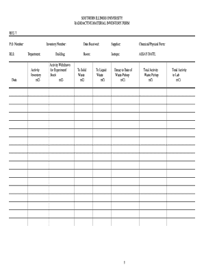Fillable Online Radioactive Material Inventory Form - Southern Illinois ...