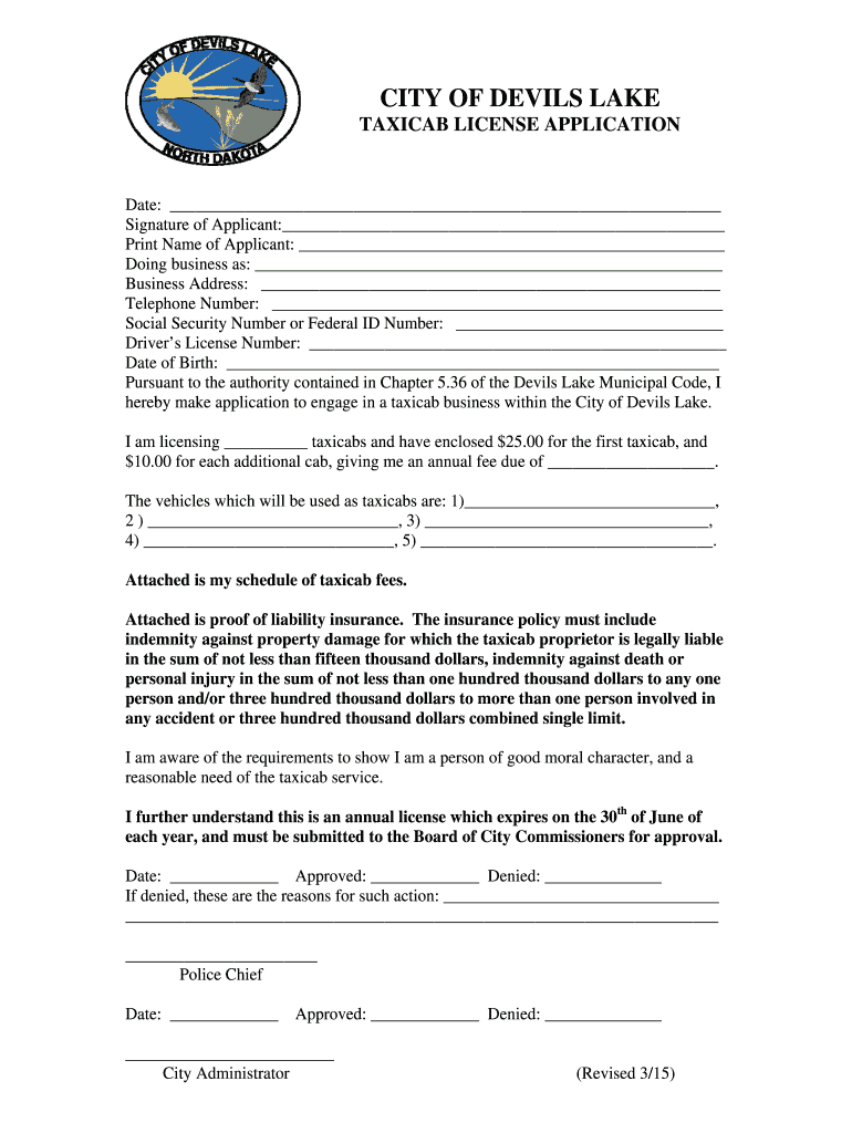 Fillable Online TAXICAB LICENSE APPLICATION - dvlndcom Fax Email Print ...