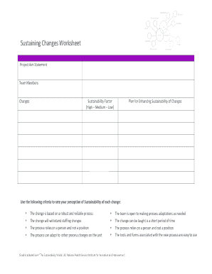 Fillable Online Sustaining Changes Worksheet - University of Pittsburgh ...