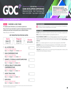 Fillable Online GDC 2016 REGISTRATION - Game Developers Conference Fax ...