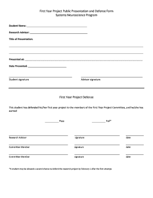 Fillable Online bbs utdallas First Year Project Public Presentation and ...