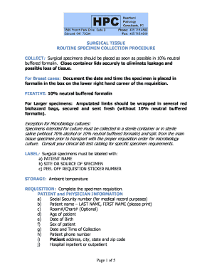 Fillable Online SURGICAL TISSUE ROUTINE SPECIMEN COLLECTION PROCEDURE ...