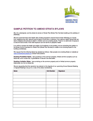 Fillable Online SAMPLE PETITION TO AMEND STRATA BYLAWS Fax Email Print ...