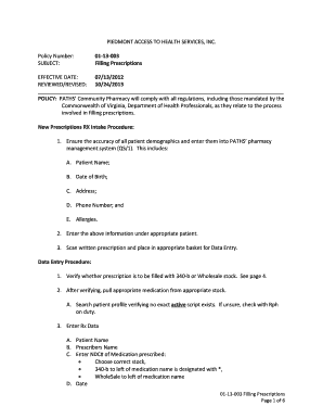 Fillable Online Filling Prescriptions Fax Email Print - pdfFiller