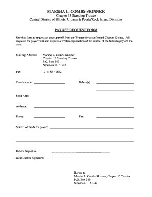 Fillable Online Payoff request form - Marsha Skinner Chapter 13 Trustee ...