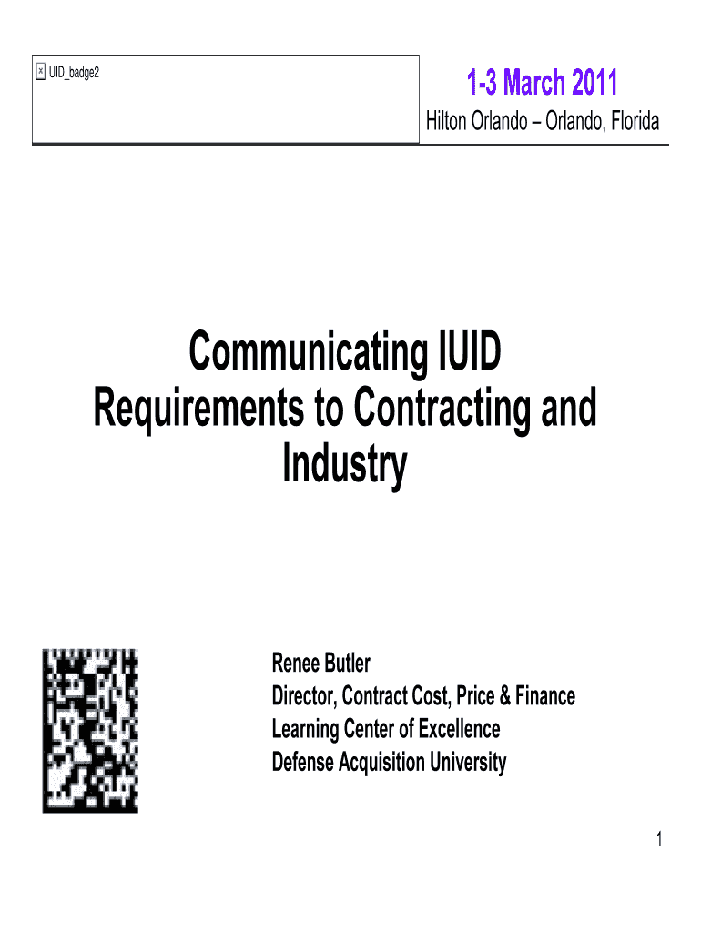 Fillable Online Communicating IUID Requirements to Contracting and ...
