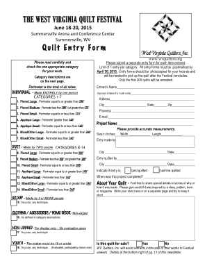 Fillable Online The west virginia quilt festival - West Virginia ...