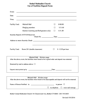 Fillable Online bethelmethodist Bethel Methodist Church Use of ...