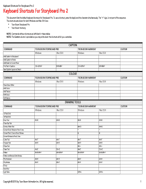 Fillable Online Keyboard Shortcuts For Storyboard Pro 2 Fax Email Print ...