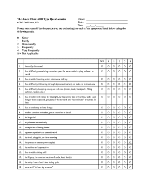 Fillable Online The Amen Clinic ADD Type Questionnaire Client ...