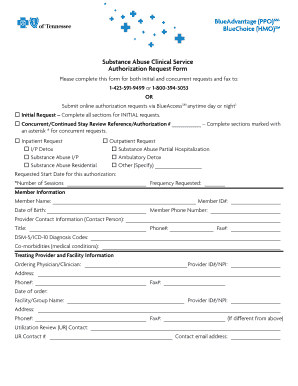 Fillable Online BlueAdvantage (PPO)SMBlueChoice (HMO)SM Substance Abuse ...