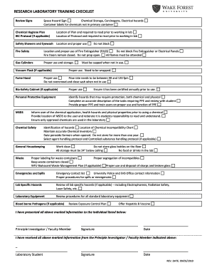 Fillable Online ehs wfu RESEARCH LABORATORY TRAINING CHECKLIST - ehs ...