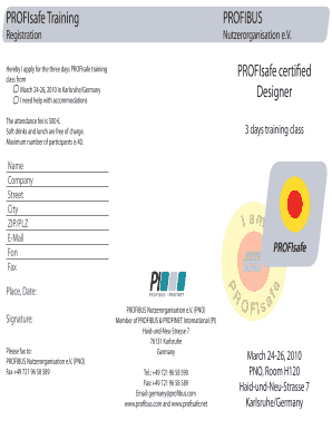 Fillable Online PROFIsafe Training PROFIBUS PROFIsafe certified ...