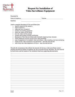 Fillable Online taz redeemer ab Request for Installation of Video Surveillance Equipment - taz ...