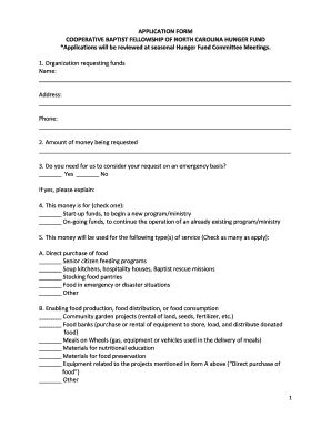 Fillable Online HUNGER FUND APPLICATION FORM Fax Email Print - pdfFiller