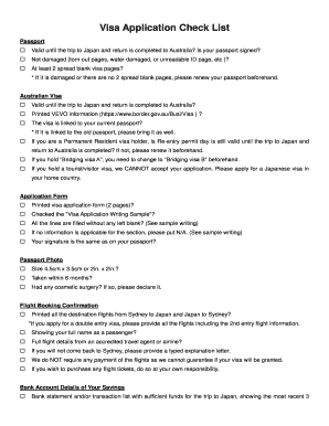 Fillable Online Visa Application Check List Fax Email Print - pdfFiller