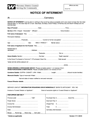 Fillable Online Interment application formdoc Fax Email Print - pdfFiller