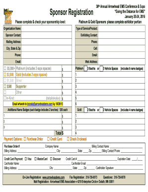 Fillable Online Exhibitor Registration Form - Arrowhead EMS Association ...